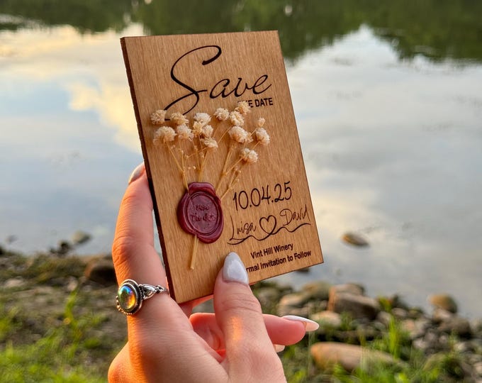 Wooden Floral Save the Date Magnet - Modern Wedding Magnets 100% Birch ...
