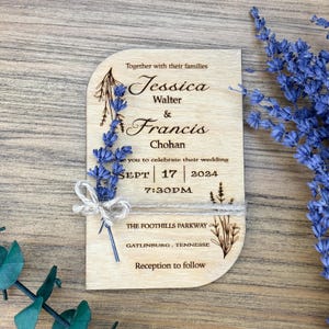 Lavander Wedding Invitation | Wooden Wedding Invitation Set | Wedding ...