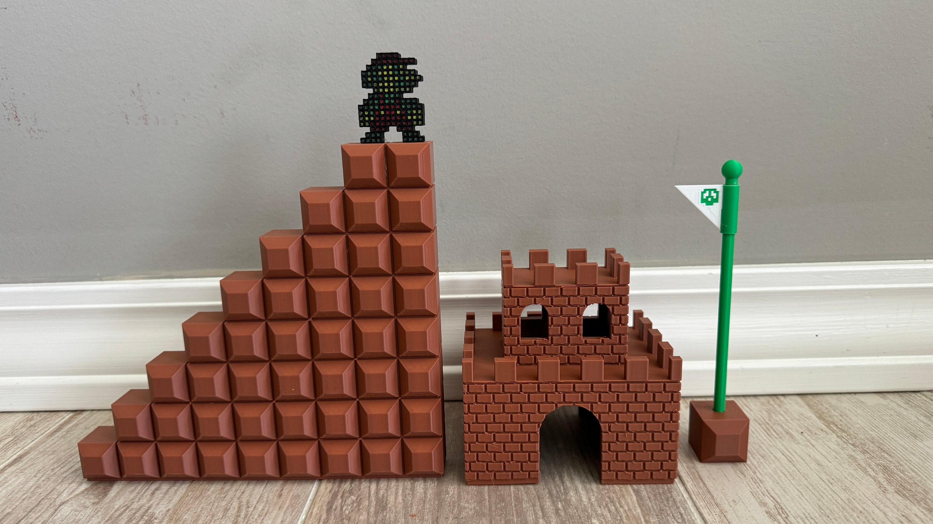 Super Mario Bros 1-1 Level Diorama NES Mario Figure, Castle, Flagpole ...
