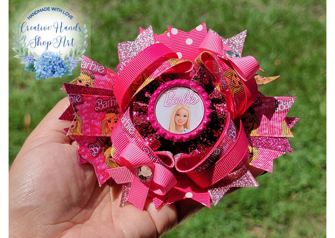 Bows for Girls Barbie Bows Ribbon Bows Glitter Girls Bows - Etsy