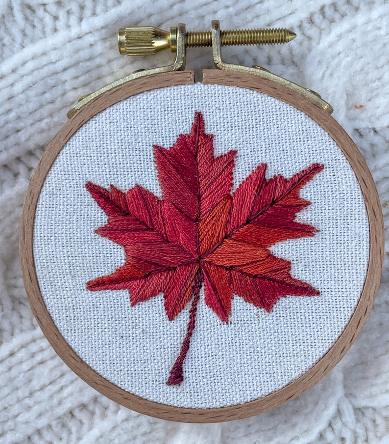 Crimson Maple Leaf Hand Embroidery Pattern: Beginner Friendly (PDF ...