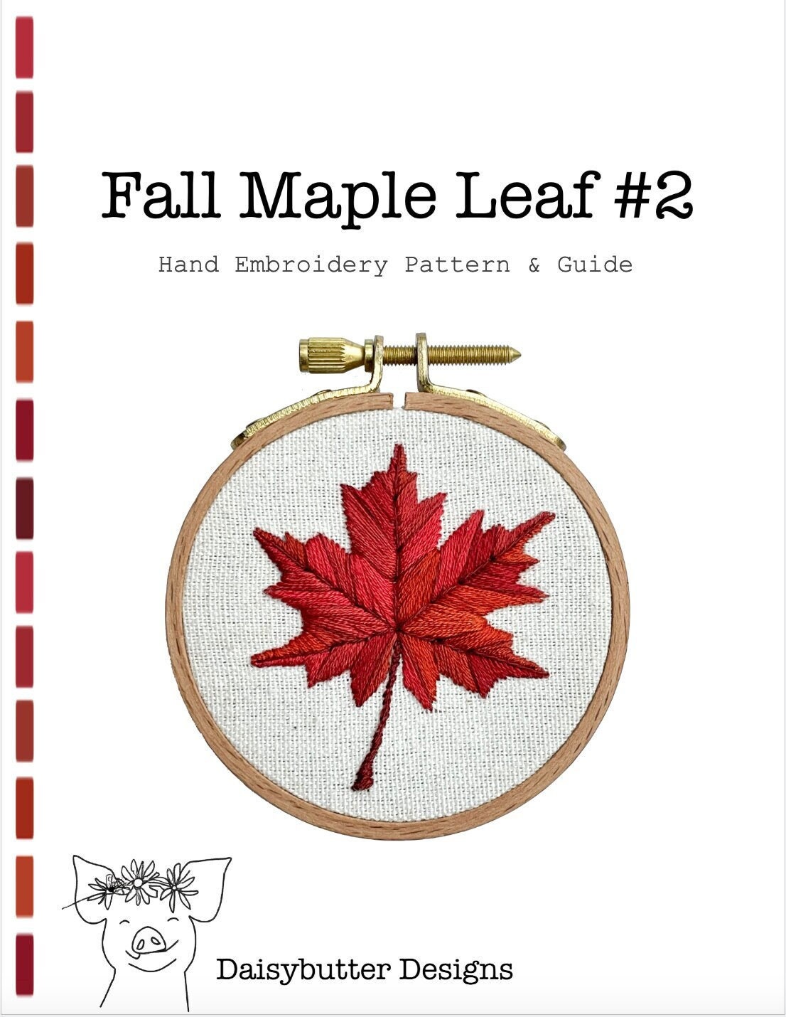 Crimson Maple Leaf Hand Embroidery Pattern: Beginner Friendly (PDF ...