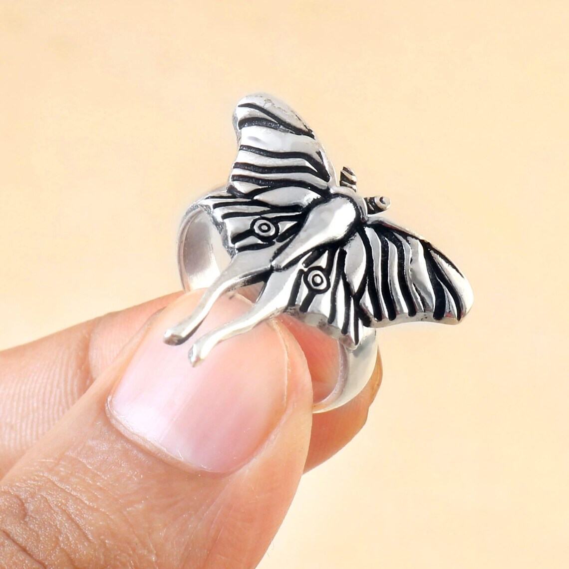 Gold Moth Ring, Dainty Moth Ring, Boho Moth Ring, Minimalist Moth Ring ...