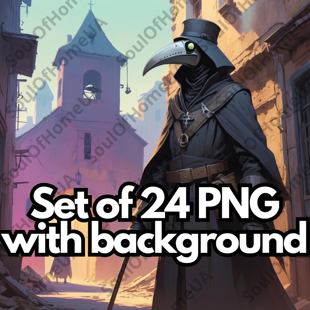 Set of 24 Plague Doctor Clipart PNG Instant Download Design Post ...