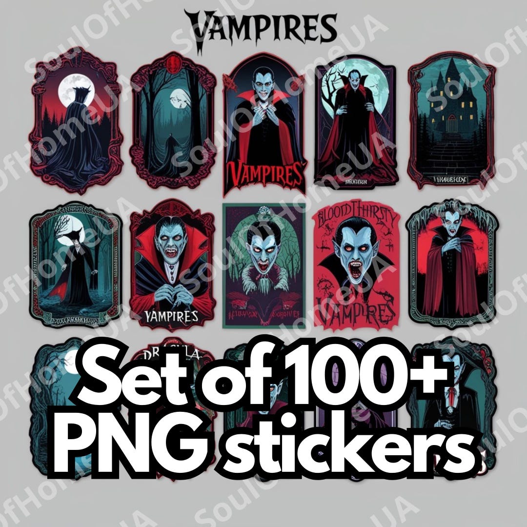 Set of 100+ Dracula Stickers PNG Clipart Sublimation Design Print ...