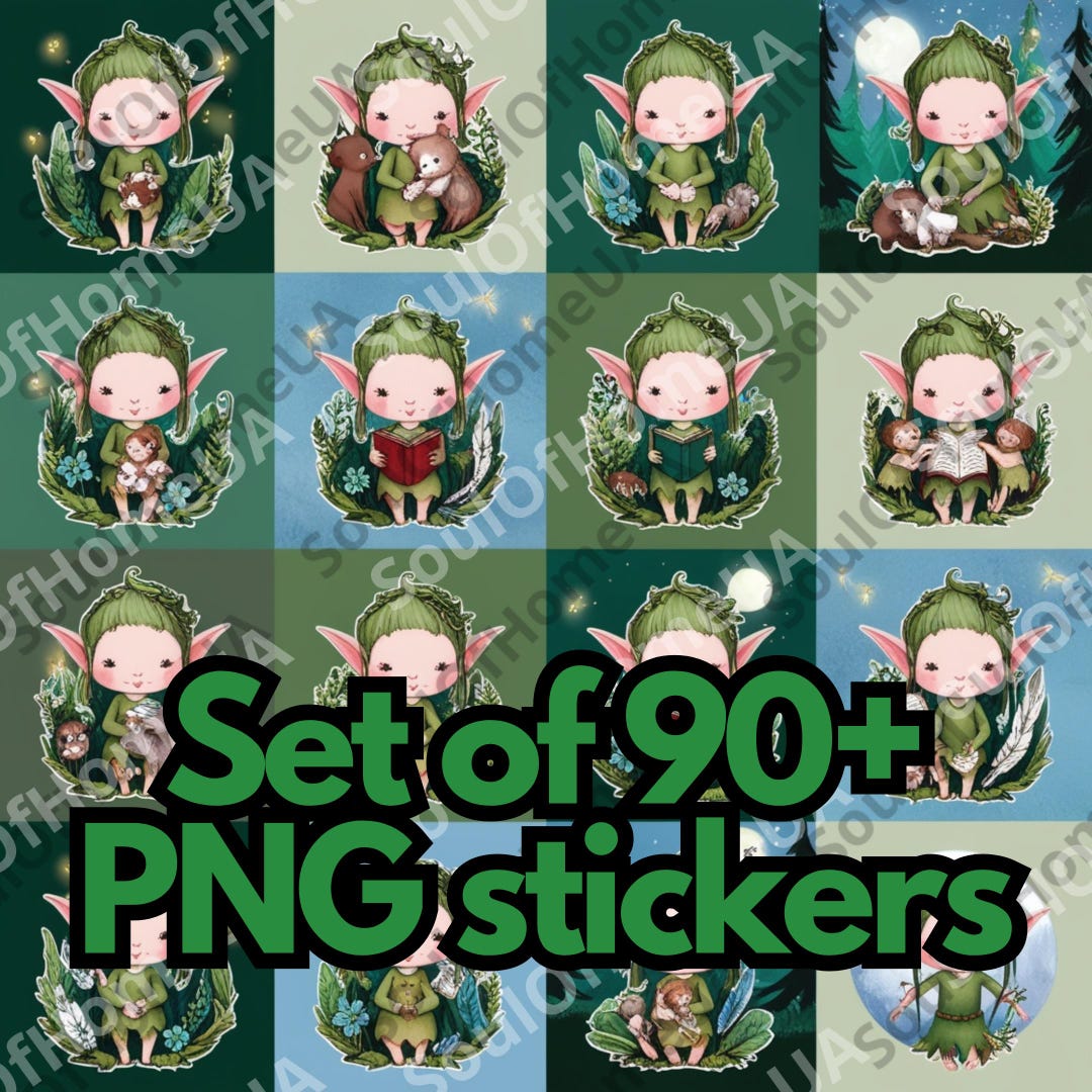 Forest Elf Sticker Pack Clipart Instant Download Design Little Elves ...
