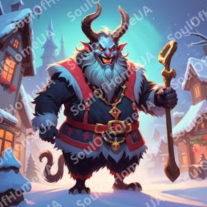 Set of 12 Krampus PNG Clipart Instant Download Design Christmas Postcard 300 DPI Picture Santa ...