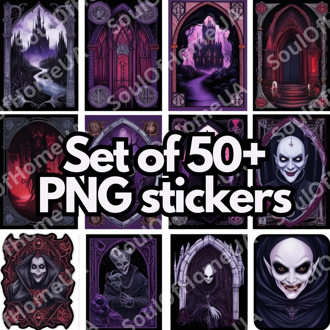 Dark Gothic Stickers for Sketchbooks PNG Clipart Sublimation Design ...