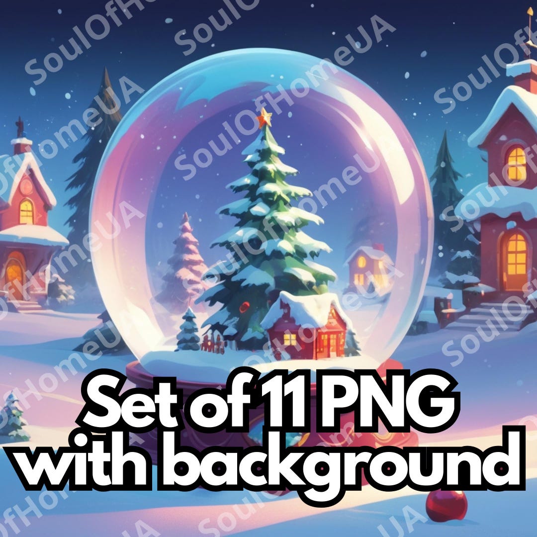 Snow Globe Digital PNG Winter Clipart Instant Download for Christmas ...