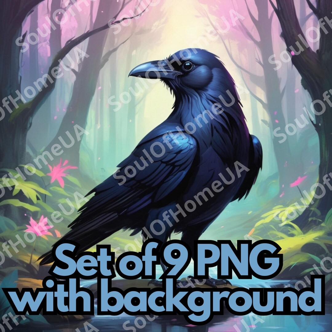 Crow Digital PNG Printable Crow Clipart Transparent Background Digital ...
