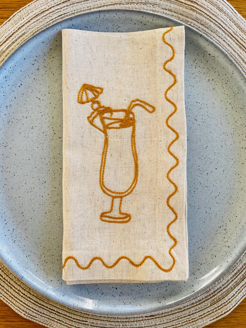 Embroidered Cocktail Napkins (set of 6) - Etsy