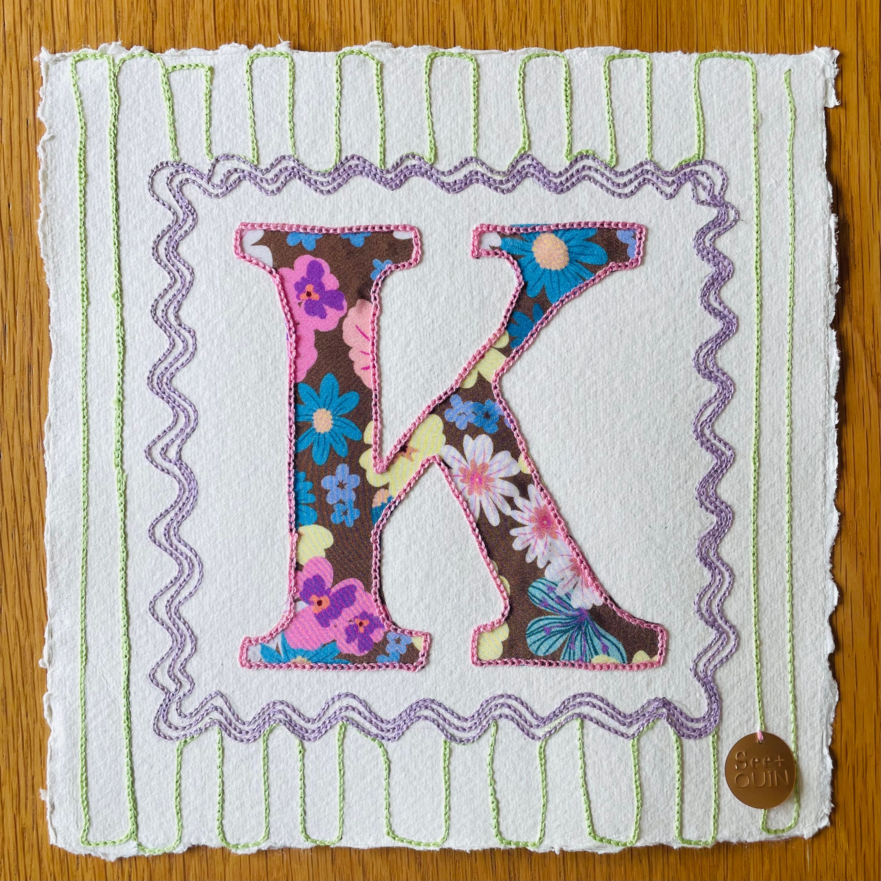 Initial Print Fabric Applique Art Framed/unframed - Etsy