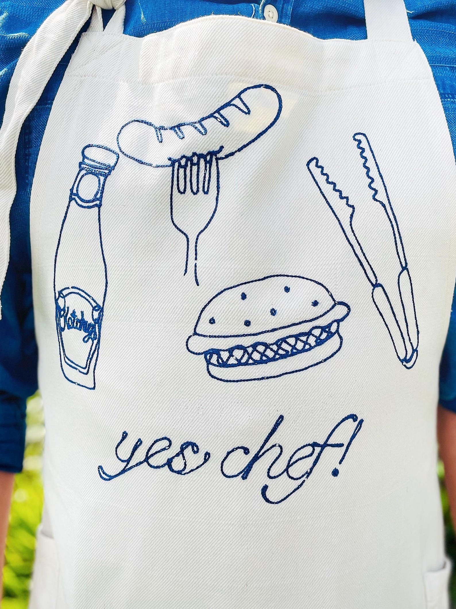 Embroidered Yes Chef Denim Apron - Etsy
