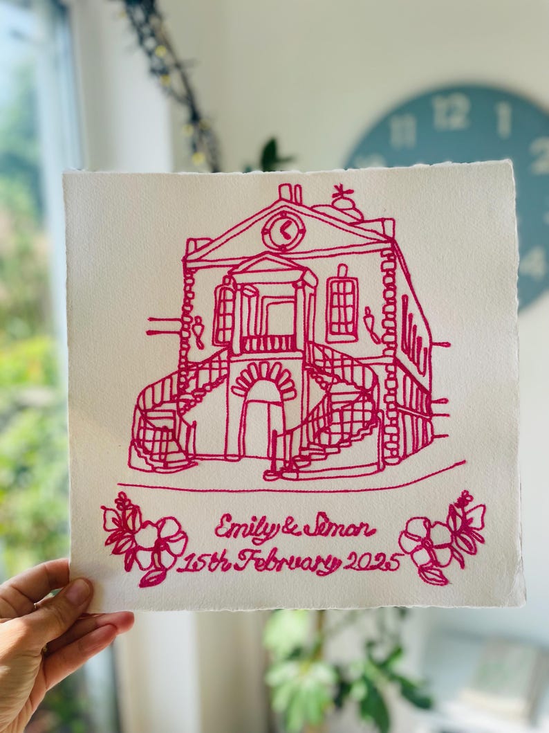 Embroidered Wedding/ Memory Venue Keepsake. - Etsy