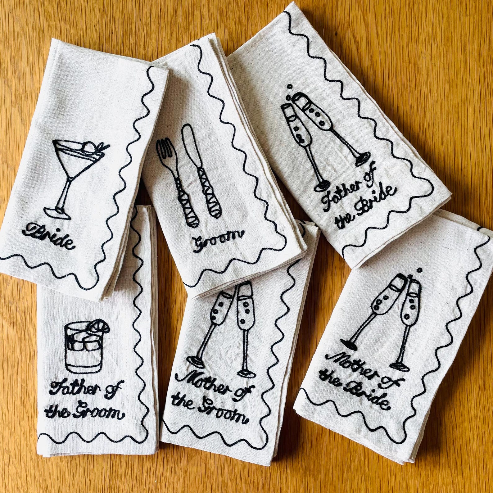 Embroidered Personalised Wedding Napkins - Top Table - Etsy