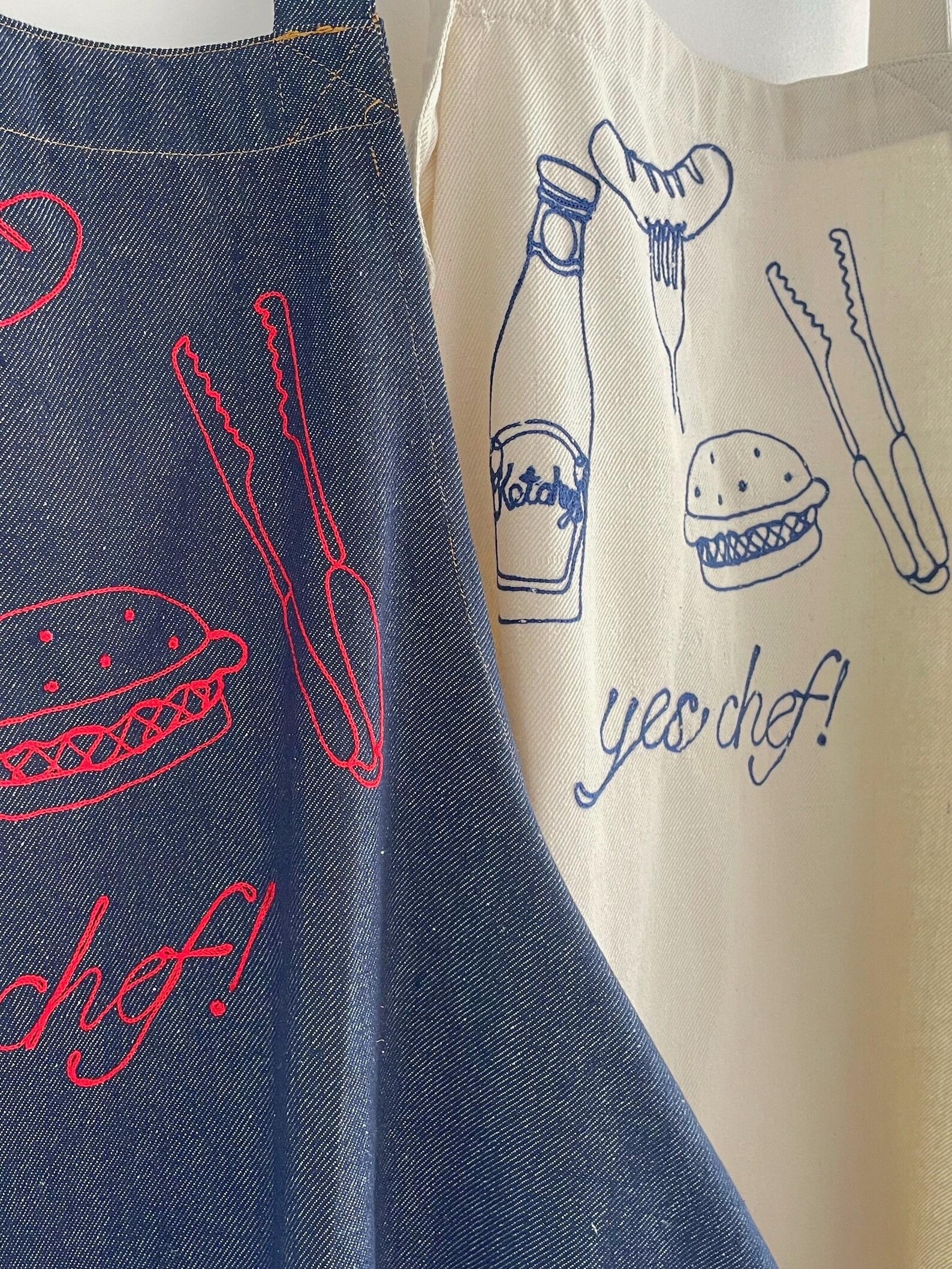 Embroidered Yes Chef Denim Apron - Etsy