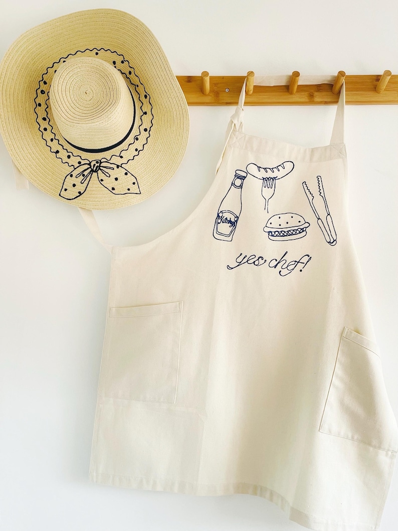 Embroidered Yes Chef Denim Apron - Etsy