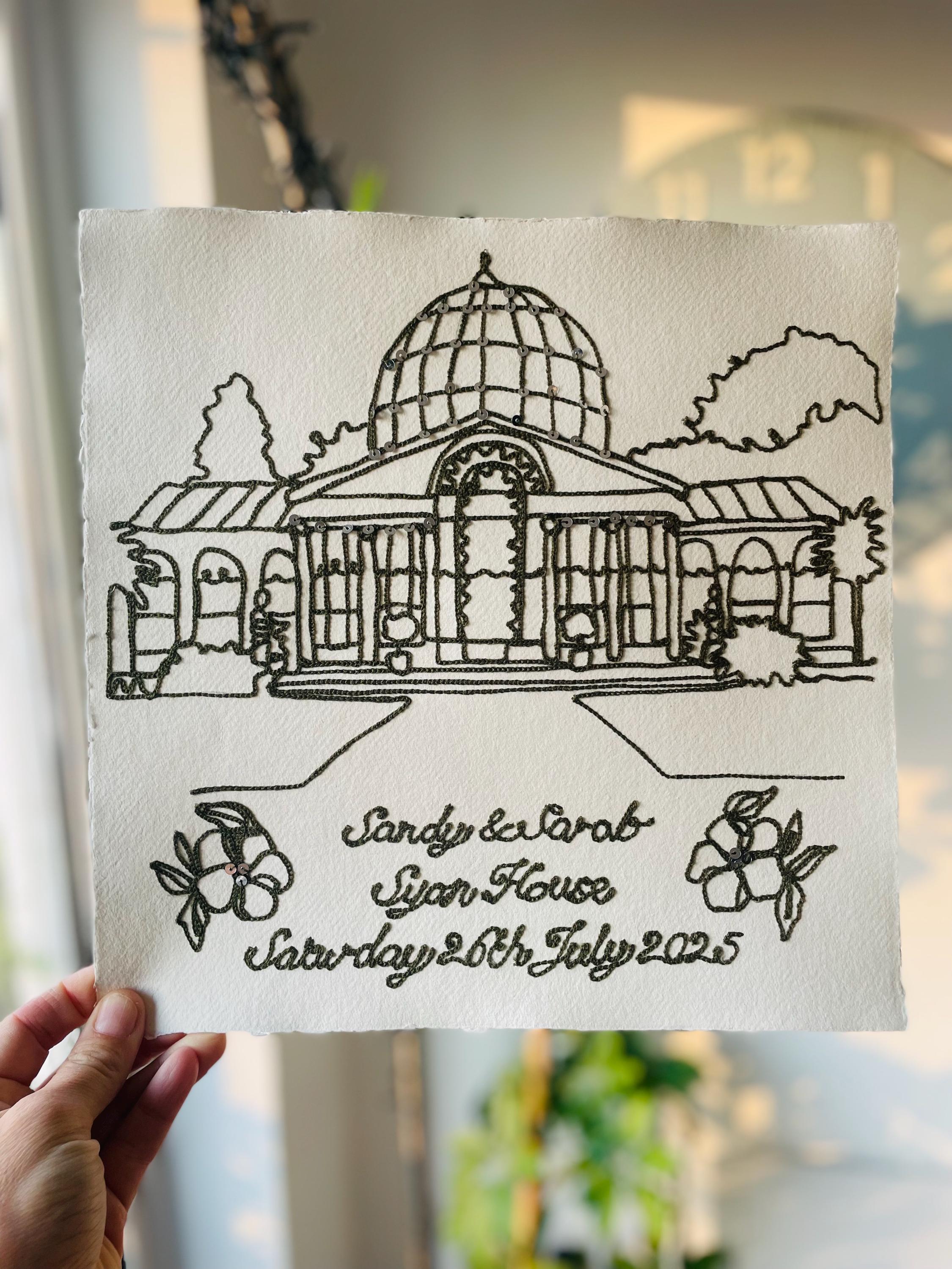Embroidered Wedding/ Memory Venue Keepsake. - Etsy