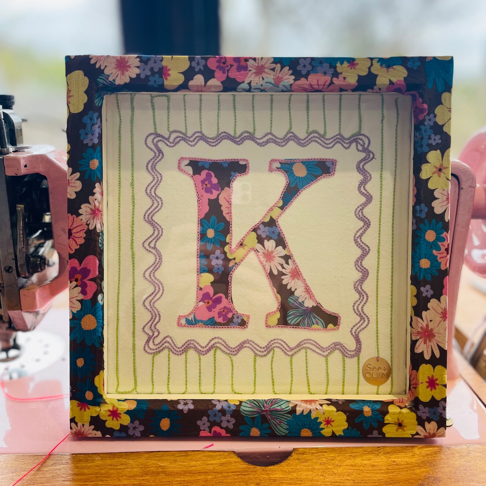 Initial Print Fabric Applique Art Framed/unframed - Etsy