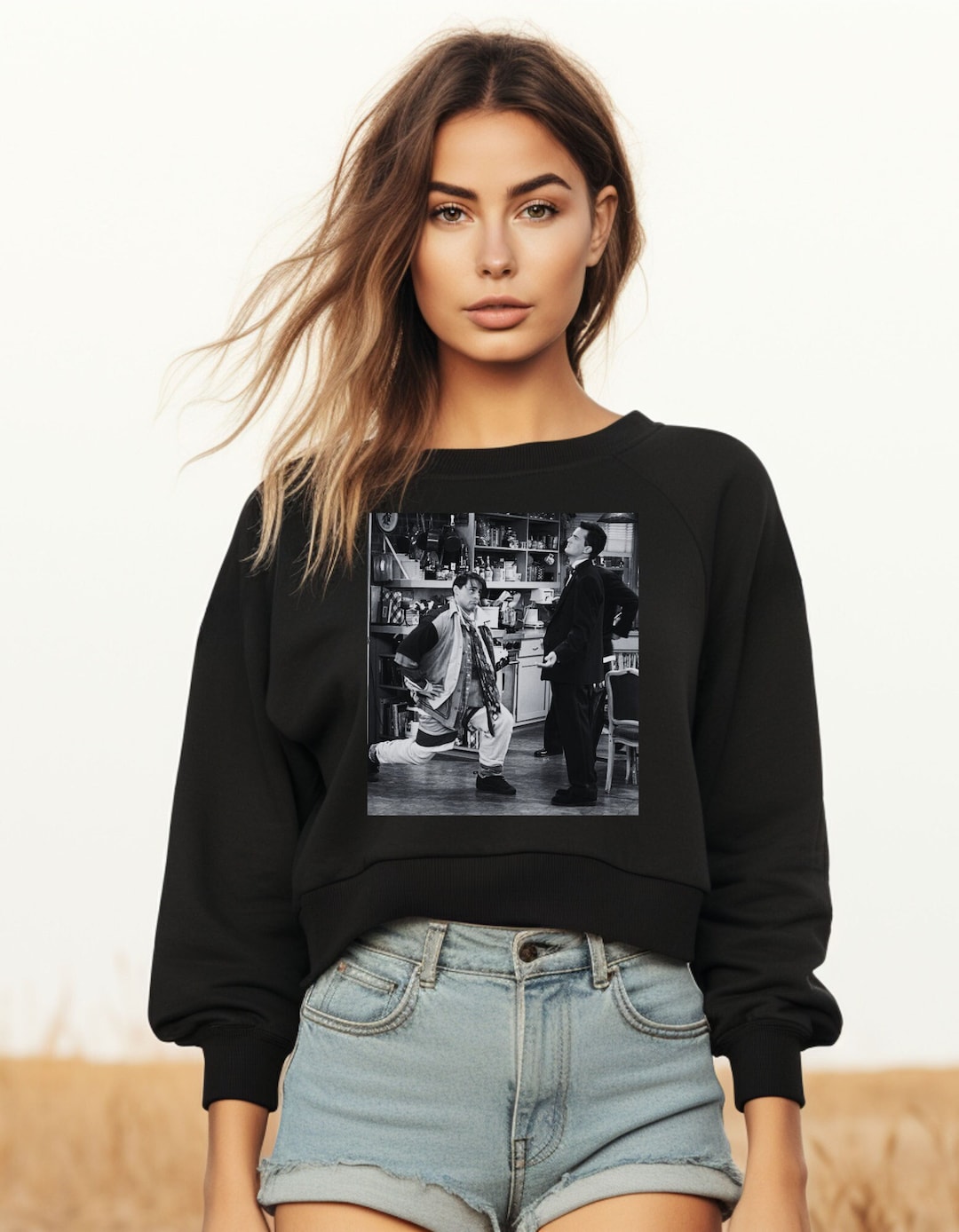 Vintage Friends Cropped Pullover,joey Tribbiani Chandler Bing Gift ...