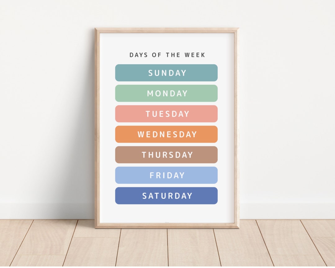 Days Poster Educational Poster Homeschool Print Montessori - Etsy