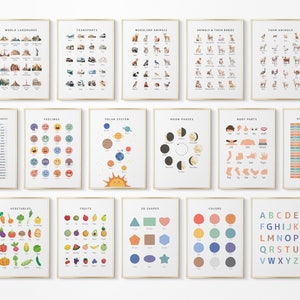 Set of 65 Educational Posters, Homeschool Print, Montessori Classroom ...