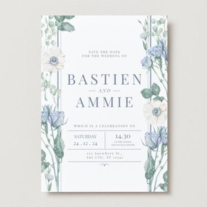 Winter Flower Wedding Invitation Template Download - Etsy