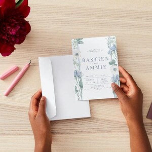 Winter Flower Wedding Invitation Template Download - Etsy