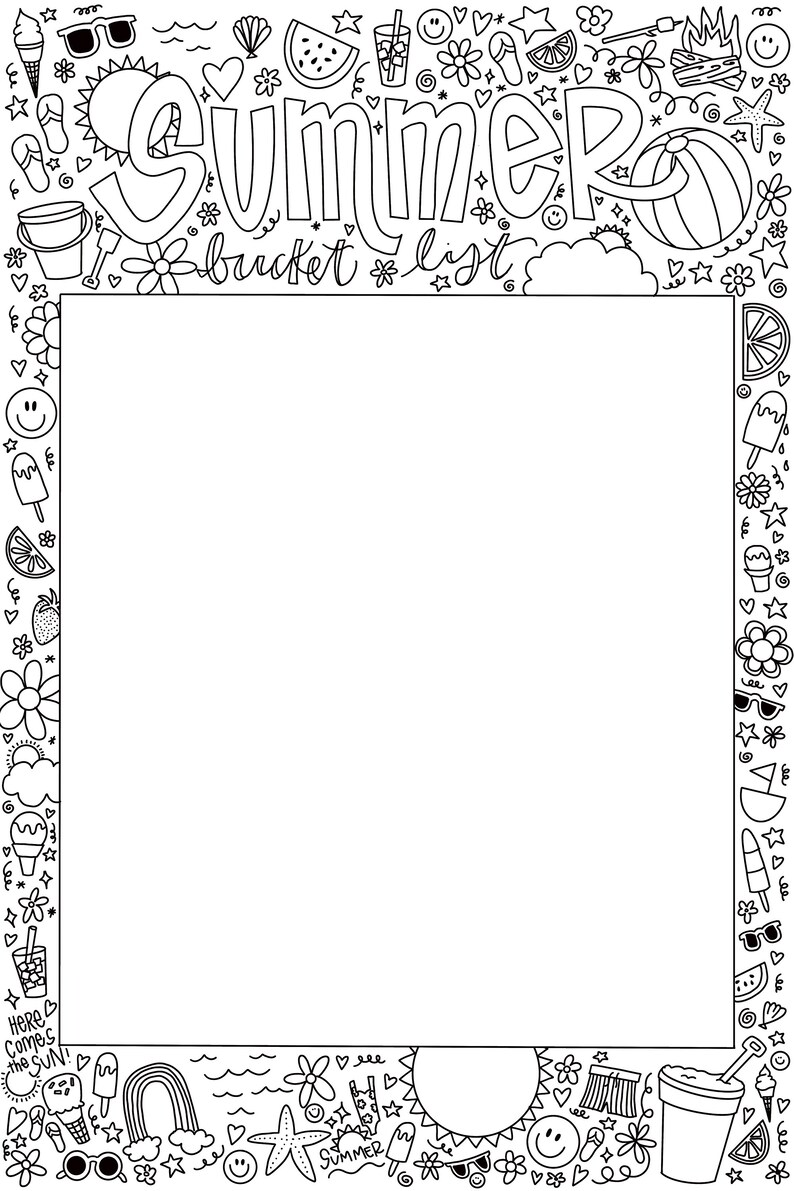 Summer Bucket List Coloring Page - Etsy