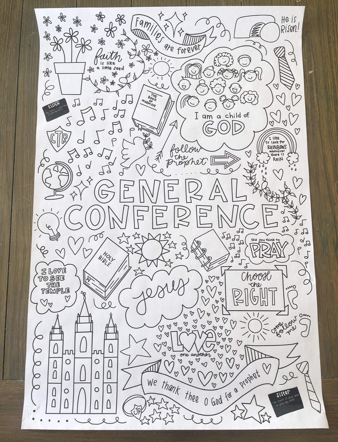 General Conference Large Coloring Sheet - Etsy