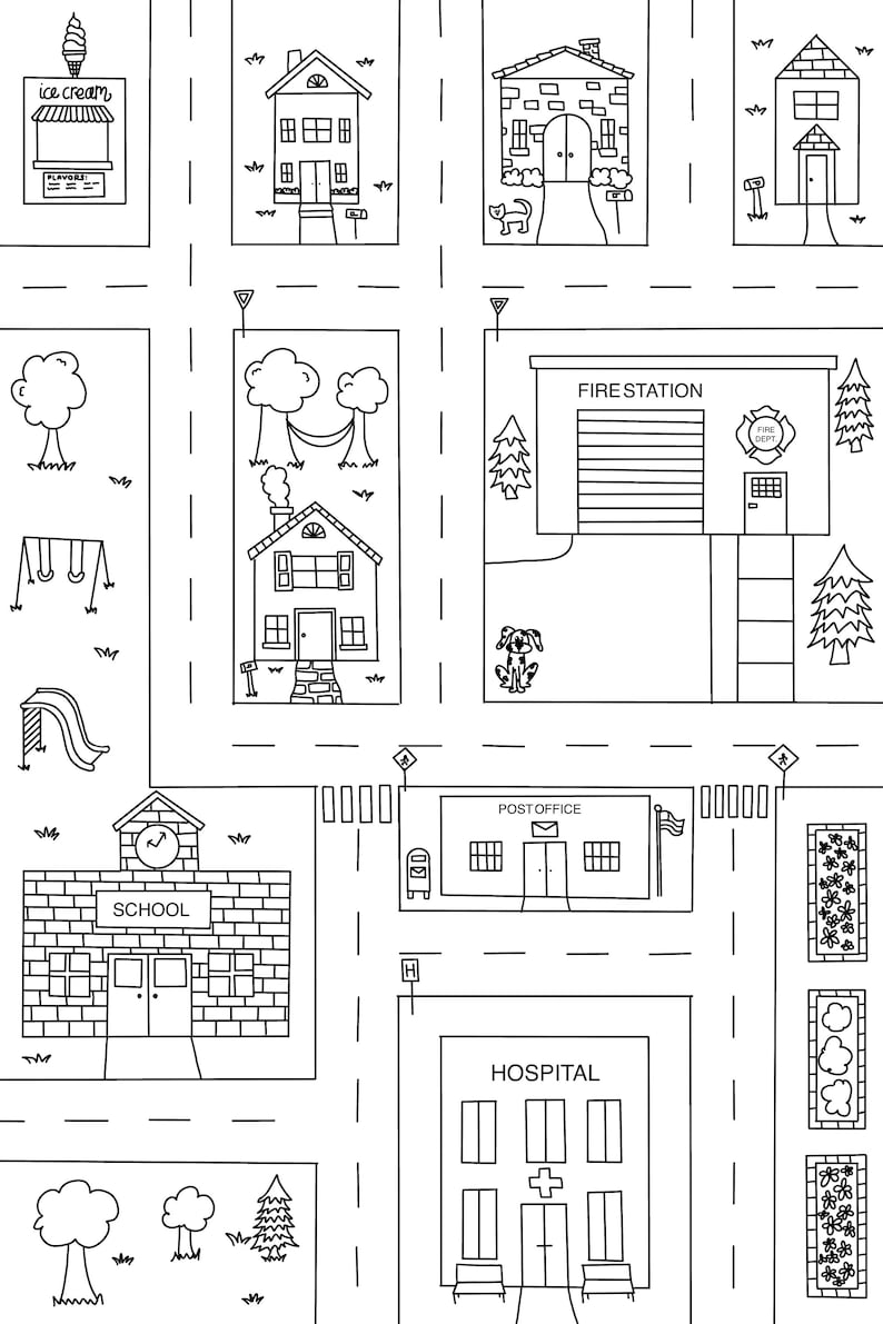 City Coloring Sheet - Etsy