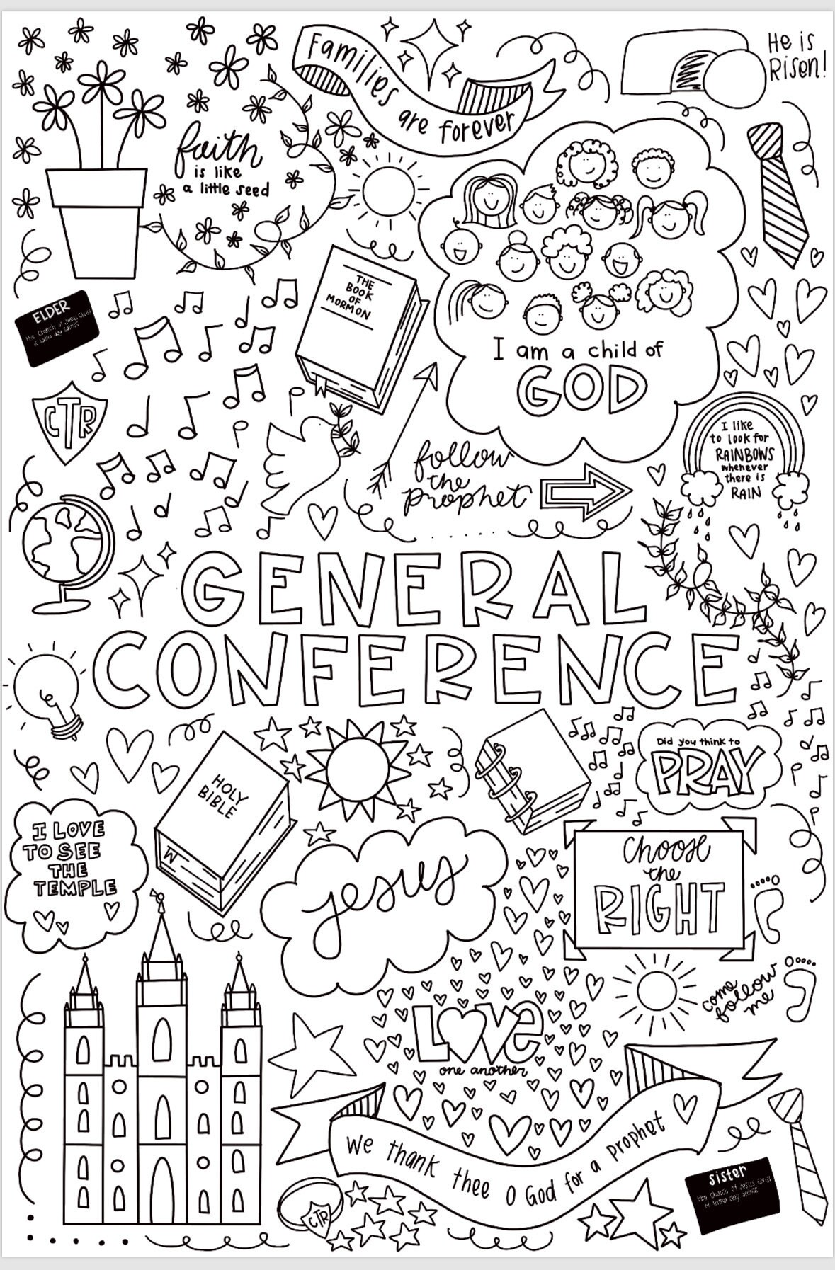 General Conference Large Coloring Sheet - Etsy