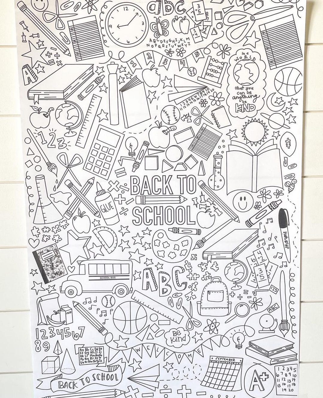 Back to School Coloring Sheet - Etsy