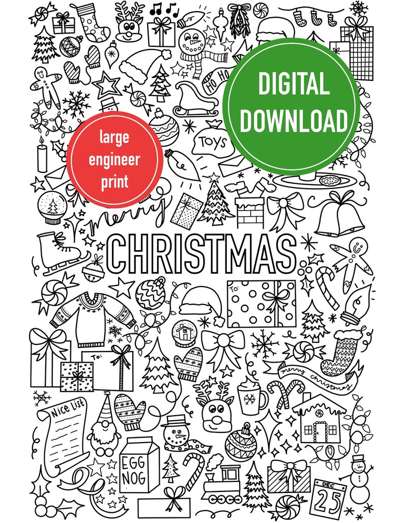 Large Christmas Coloring Sheet - Etsy