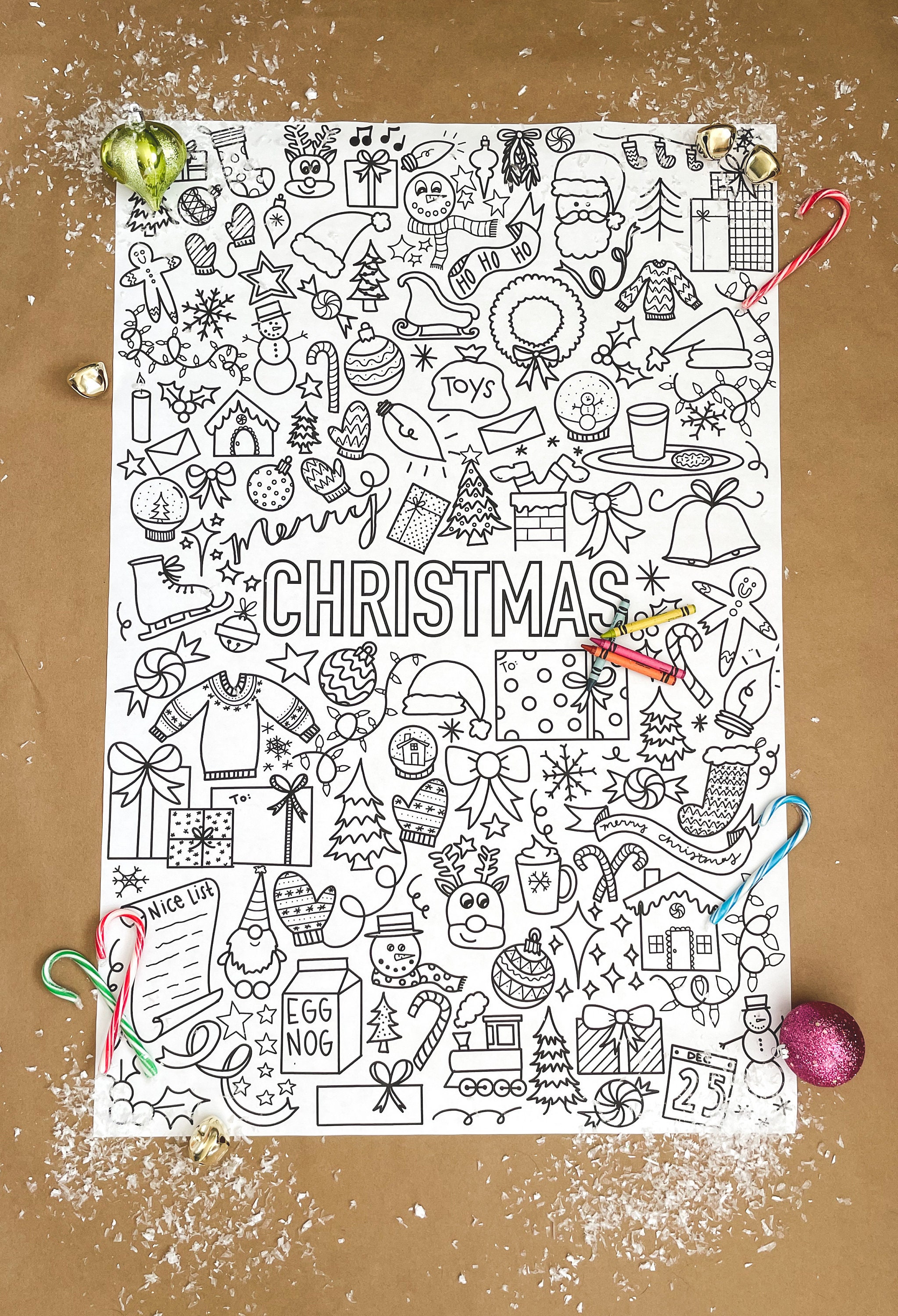 Large Christmas Coloring Sheet - Etsy