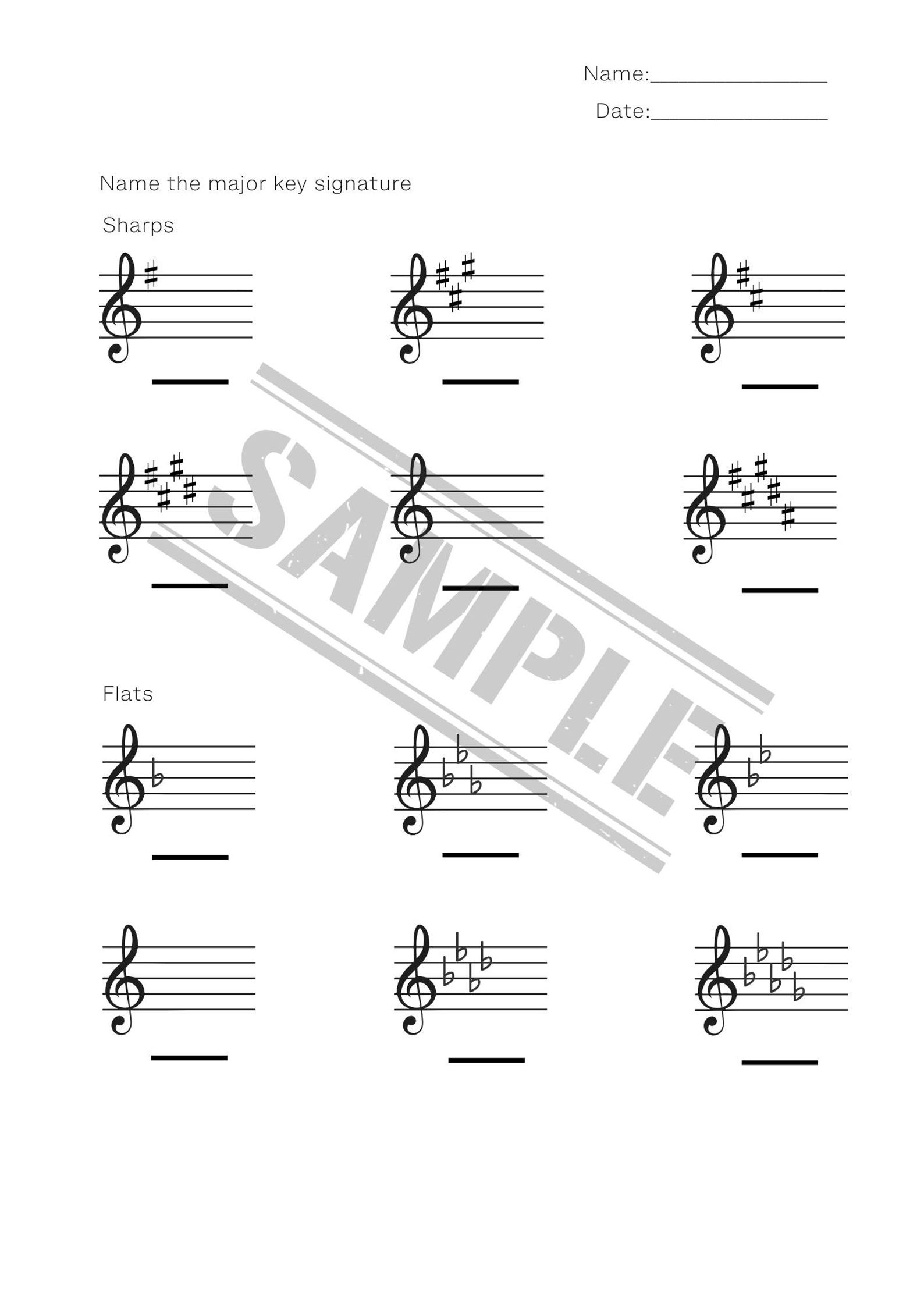 Key Signature Worksheet | Music | Piano Keys | Keys Signatures | Music ...