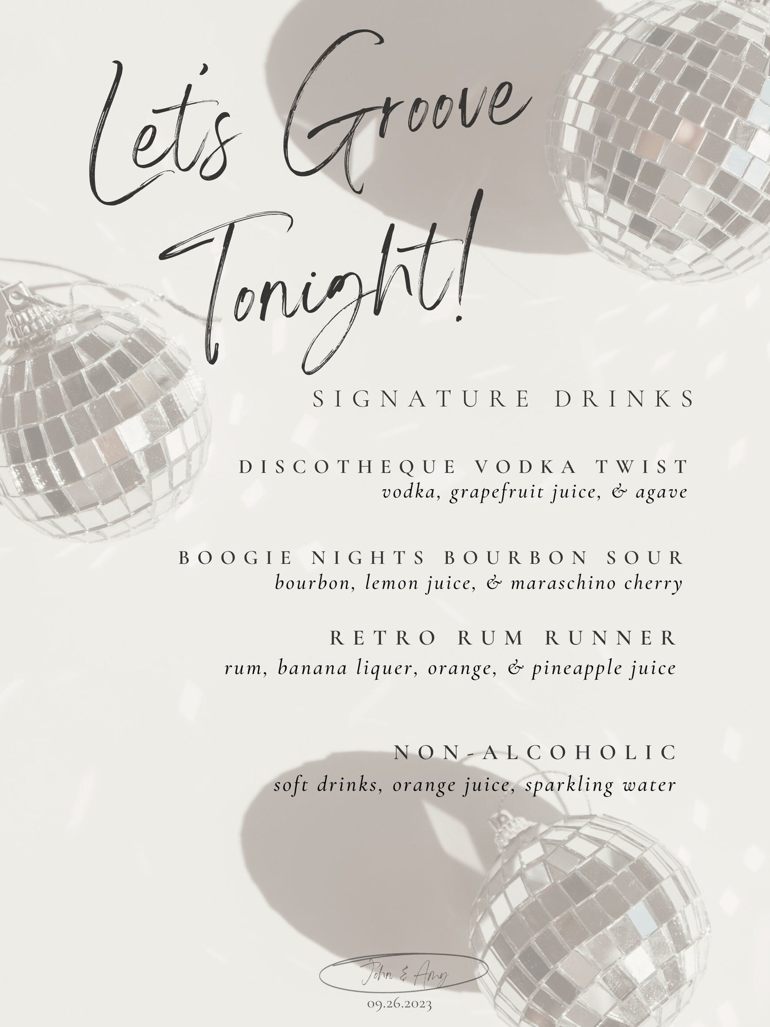 Elegant Disco Themed Cocktail Menu or Invite - Etsy