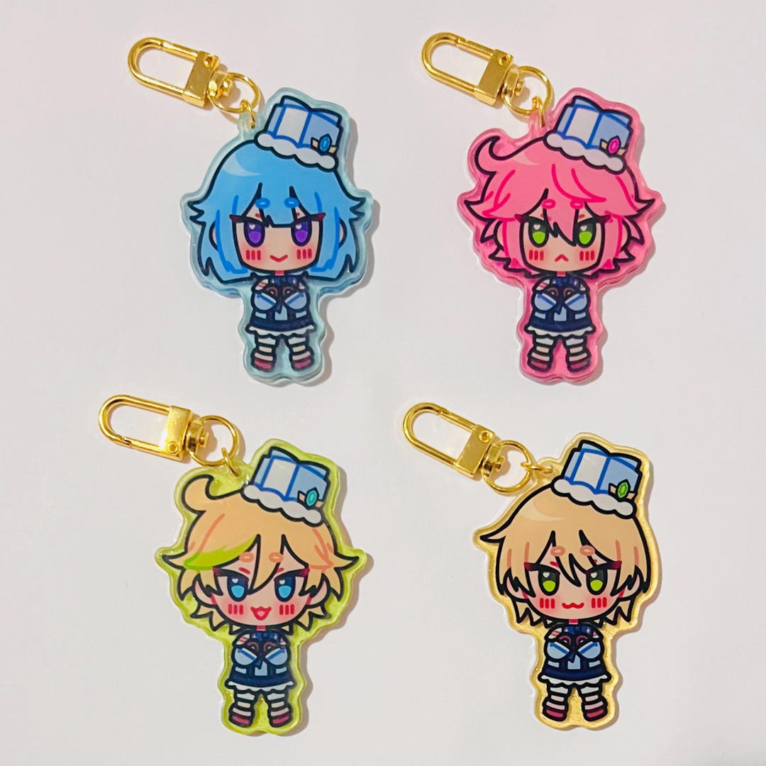 Enstars Branco Glitter Charm Keychain - Etsy