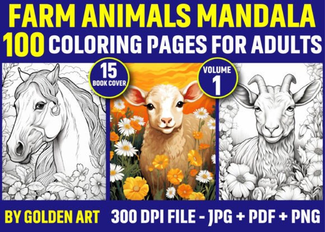 Coloring Book for Kids 100 Farm Animals Mandala Coloring - Etsy