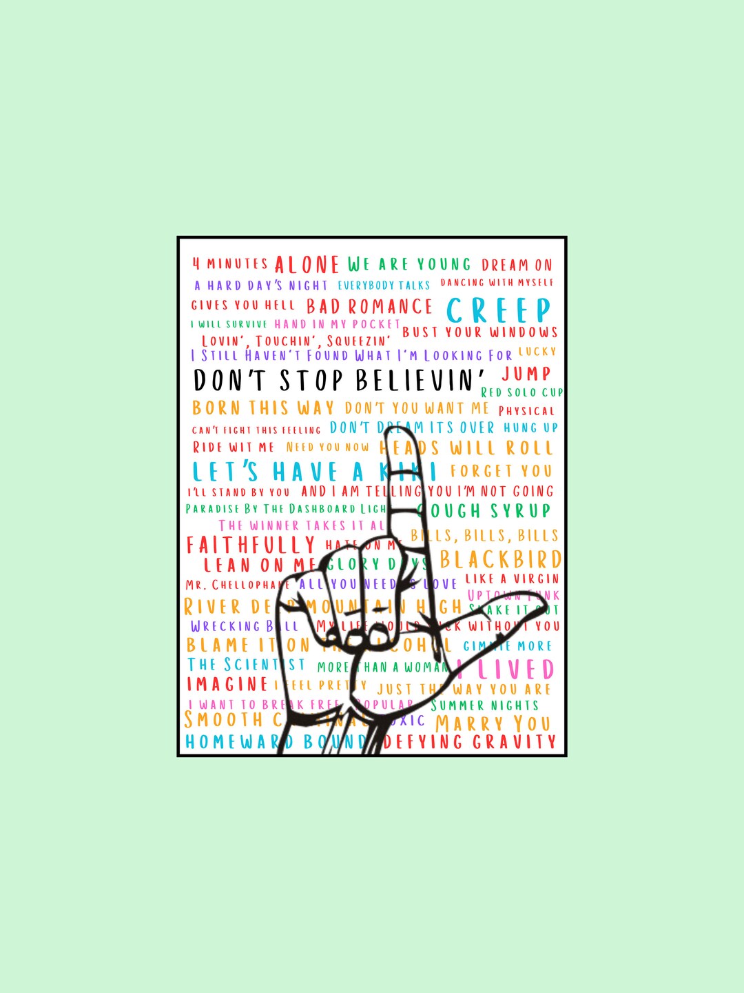 Glee Song Collage Music Poster - Don't Stop Believing - Rachel - Finn ...