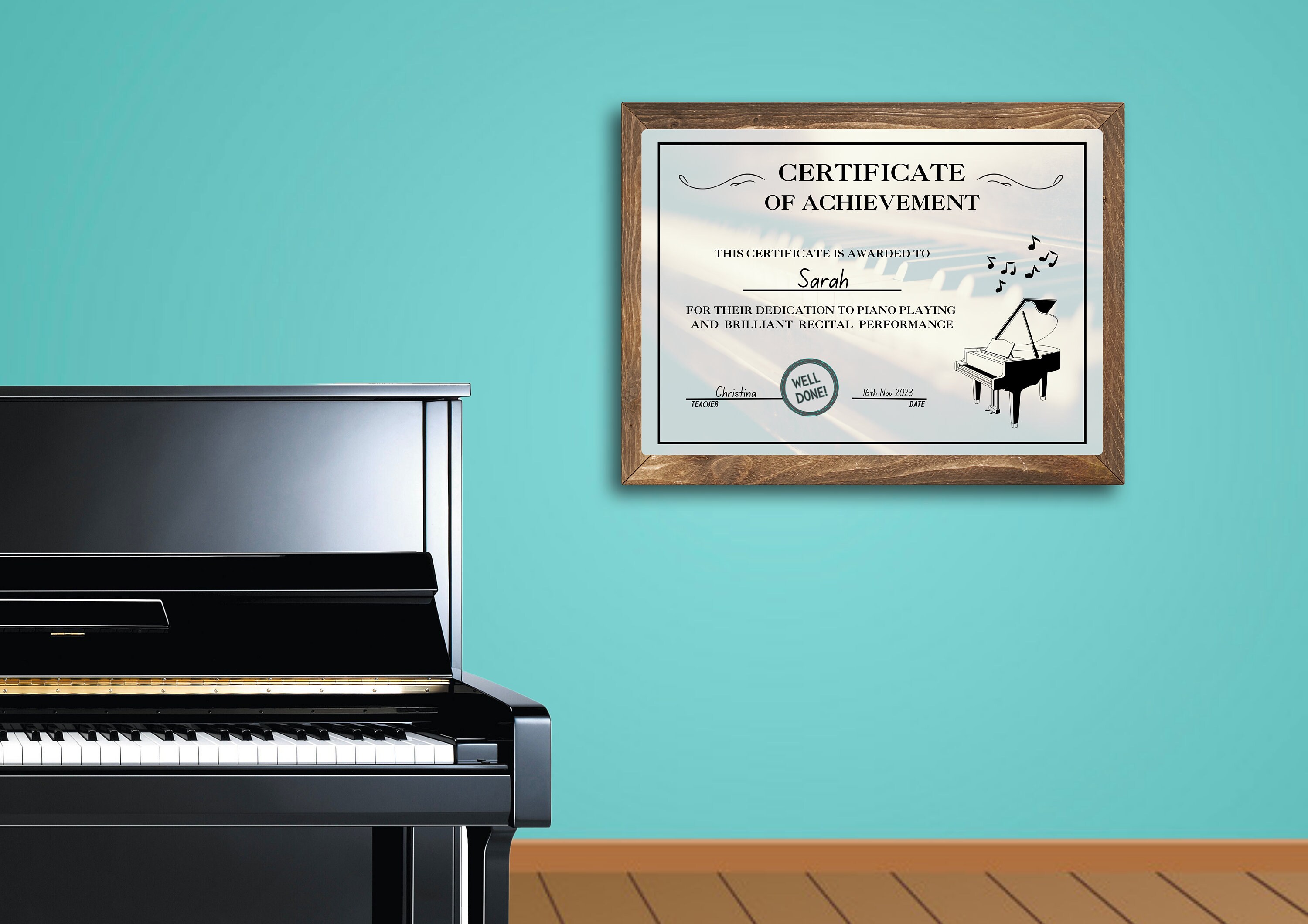 Music Certificate of Achievement for Piano Recital - Piano Student ...