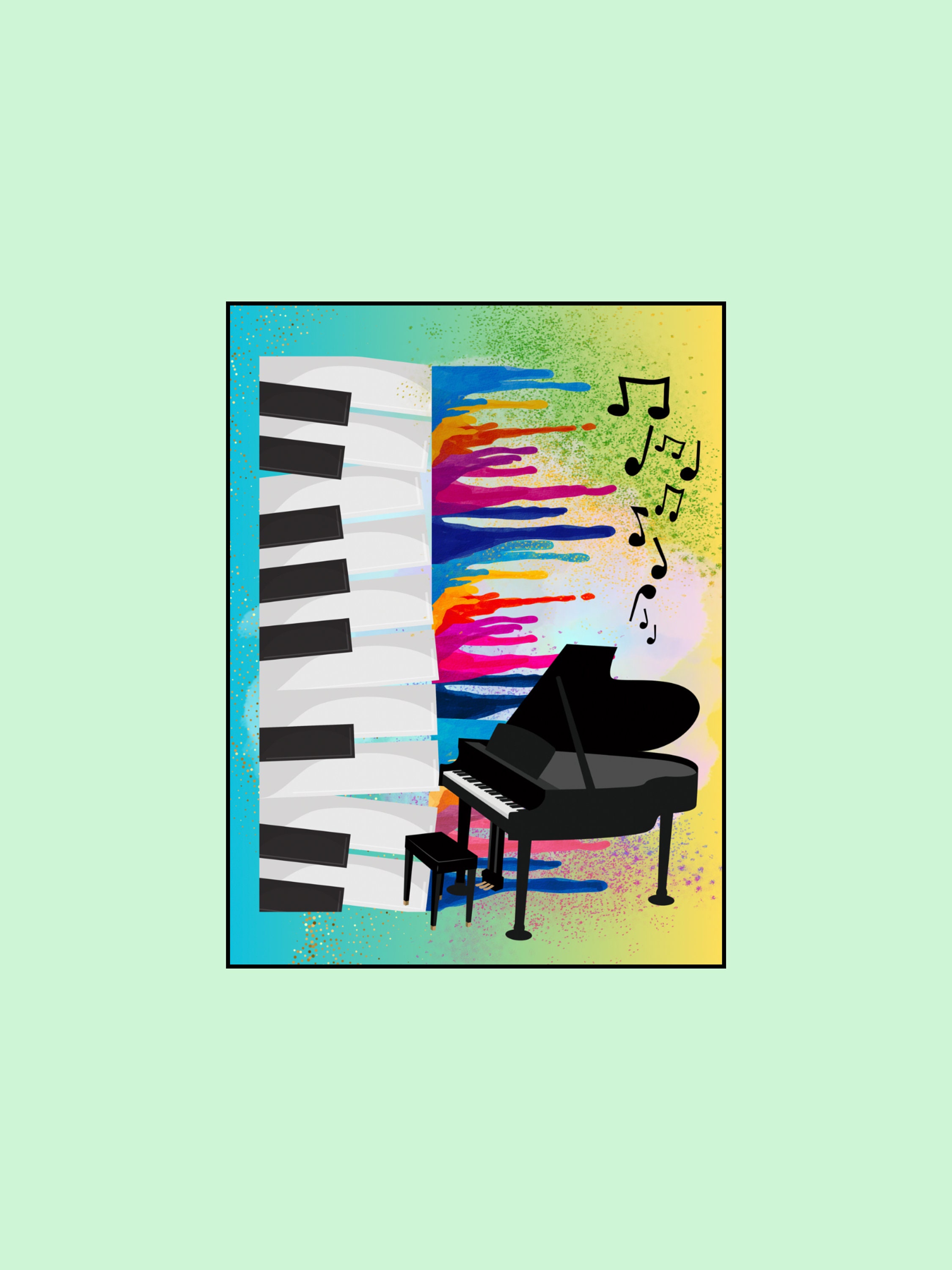 Piano Keys Rainbow Colour Music Notes Poster (digital Print) - Etsy