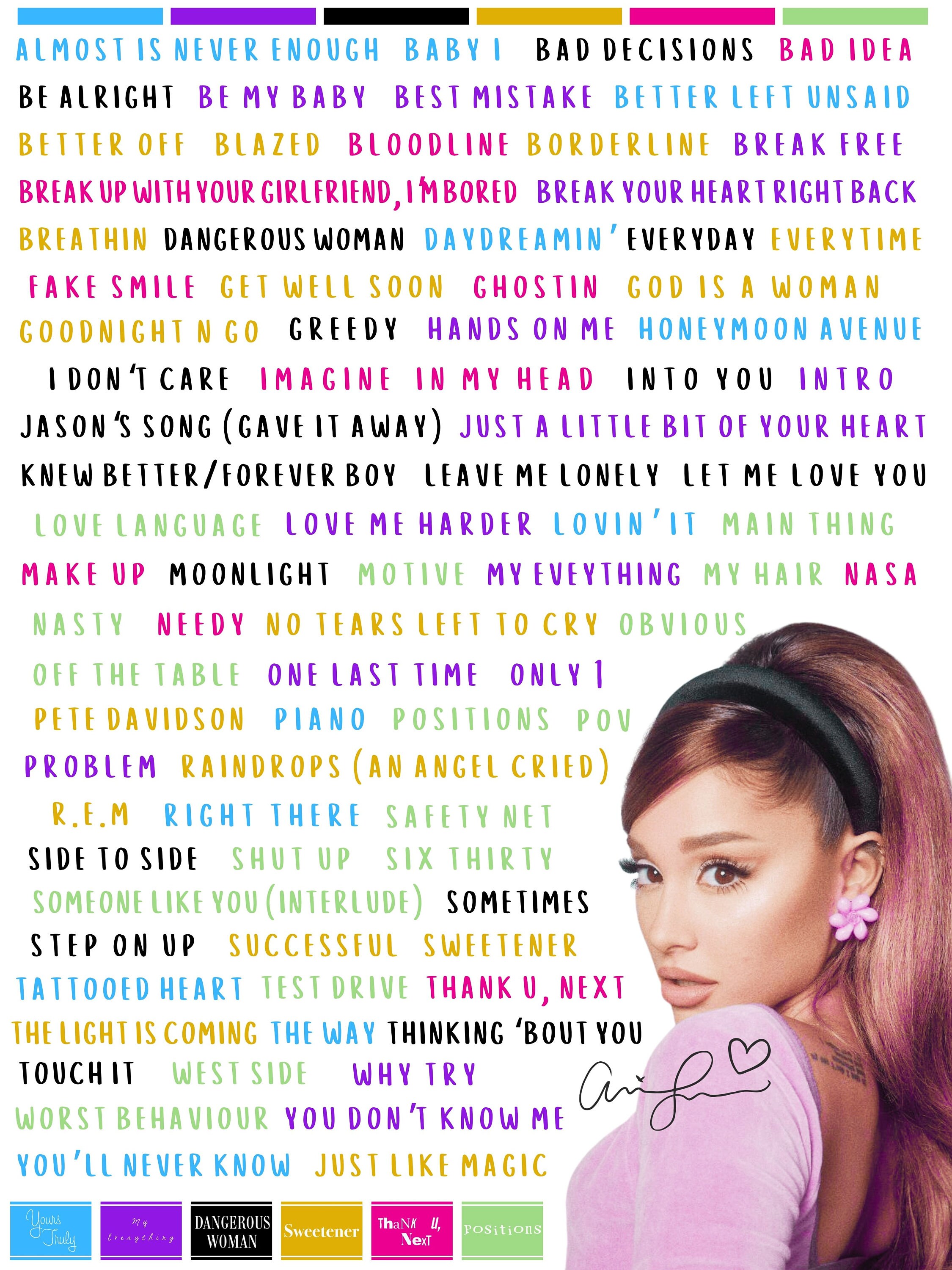Ariana Grande A-Z Song Collage Poster digital Print - Etsy