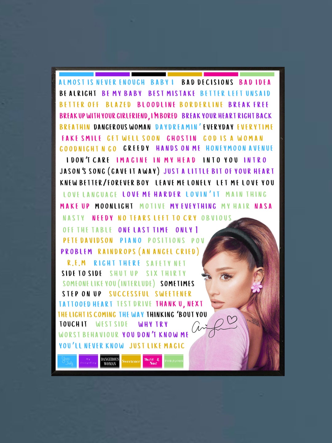 Ariana Grande A-Z Song Collage Poster digital Print - Etsy