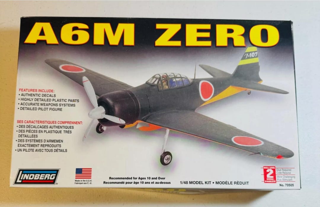 2006 Lindberg A6M Zero 70505 Model Plane Kit 1/48 Scale - New Open Box ...