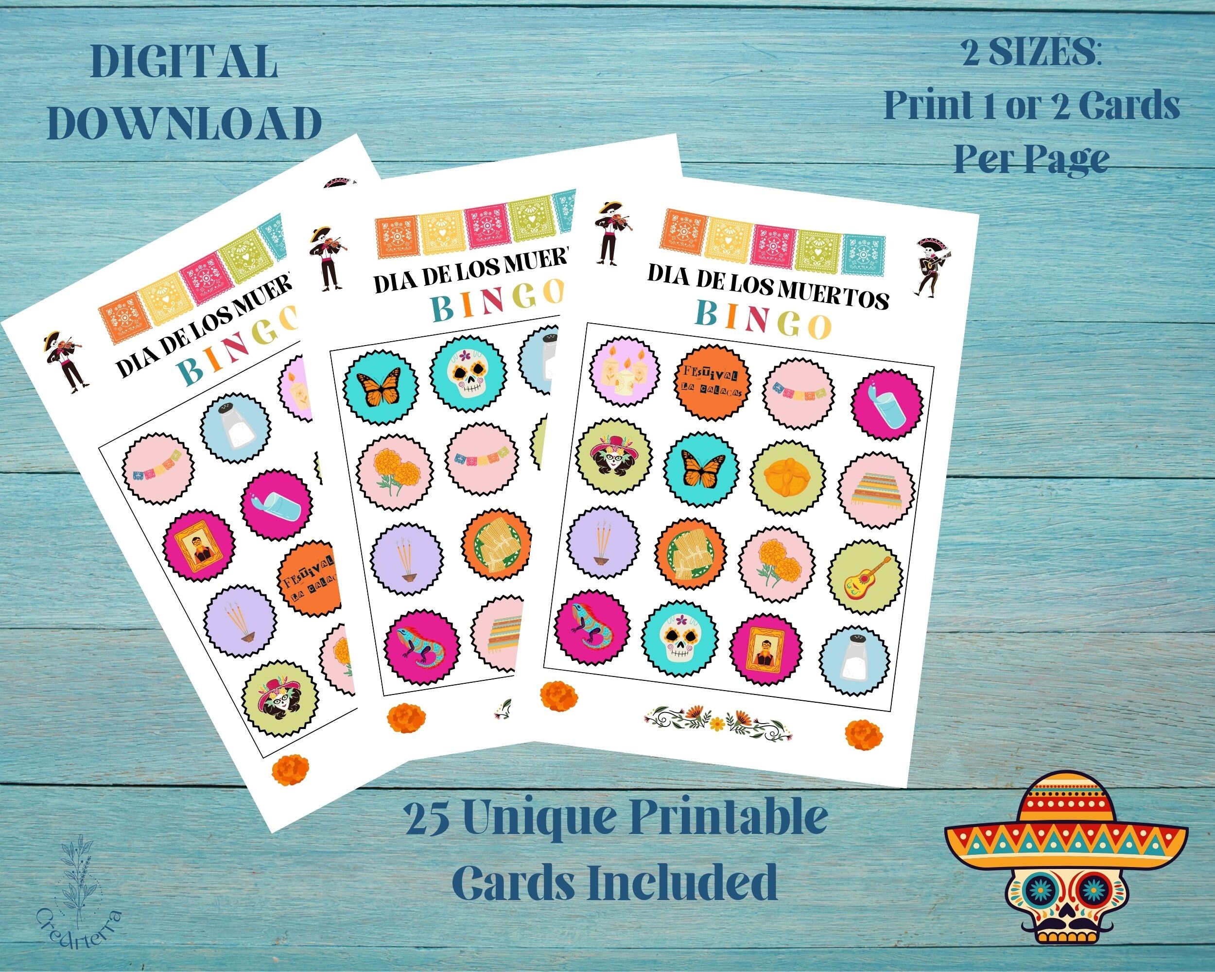 25 Dia De Los Muertos Bingo Game Cards, Day of the Dead Party ...