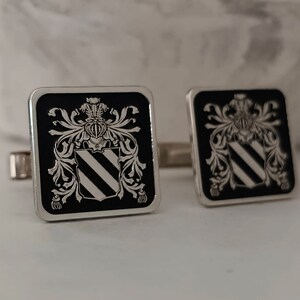 Custom Engraved Traditional Family Crest Cufflink, Personalized Coat of ...