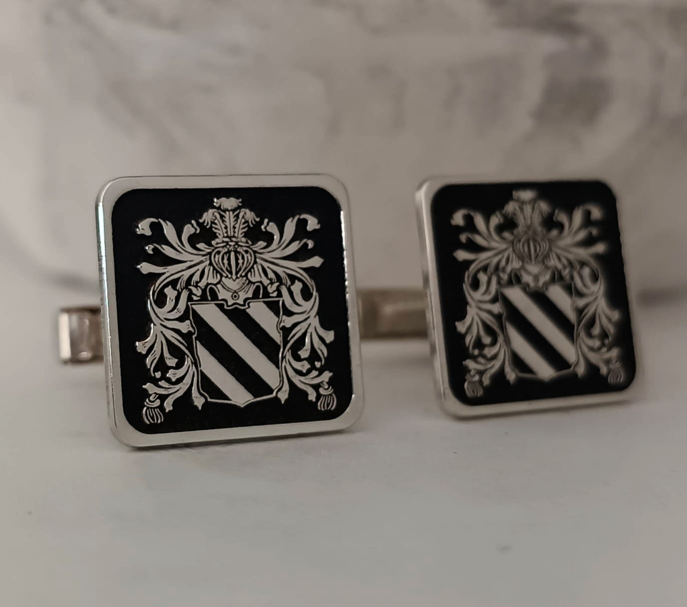 Custom Engraved Traditional Family Crest Cufflink, Personalized Coat of ...