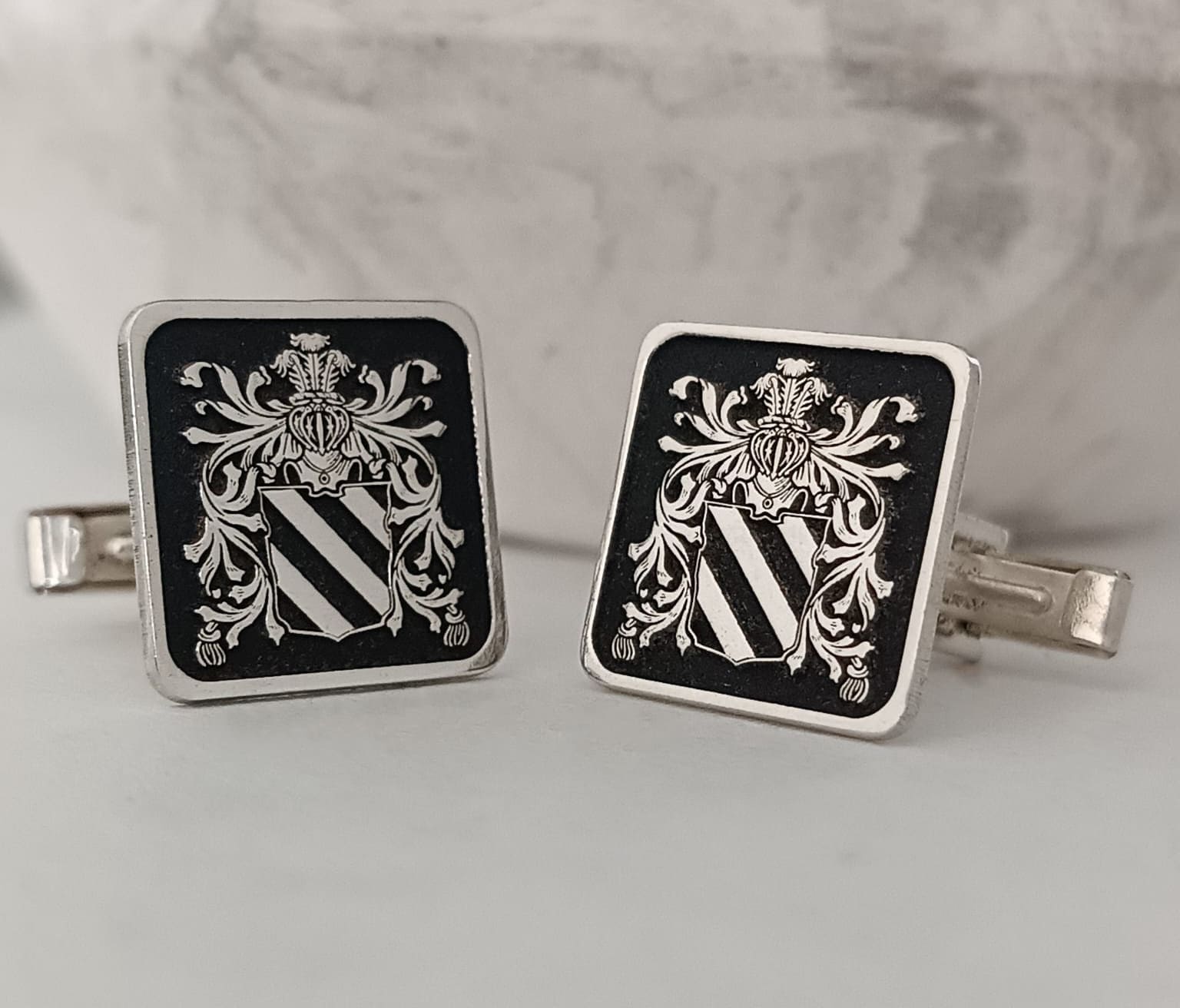 Custom Engraved Traditional Family Crest Cufflink, Personalized Coat of ...