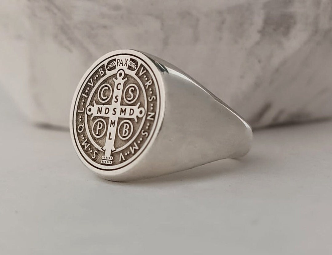 St Benedict Medal Cross Ring, 925 Sterling Silver,religious Jewelry,st Benedict Ring,saint ...
